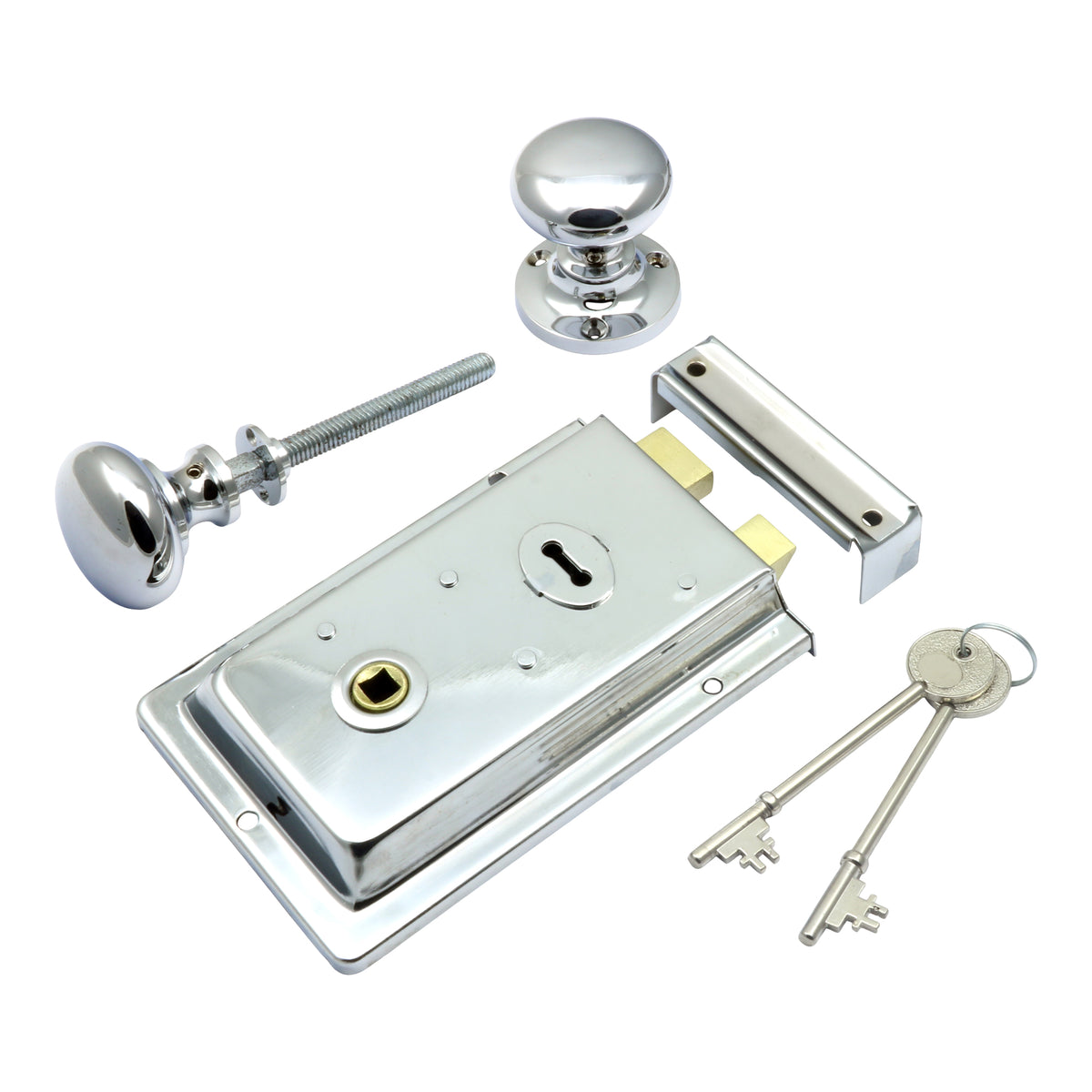 Traditional Rim Lock c/w Mushroom Rim Knob– FulhamBrassOnline