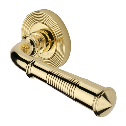 Bridgetown Lever Handle on Reeded Round Rose– FulhamBrassOnline