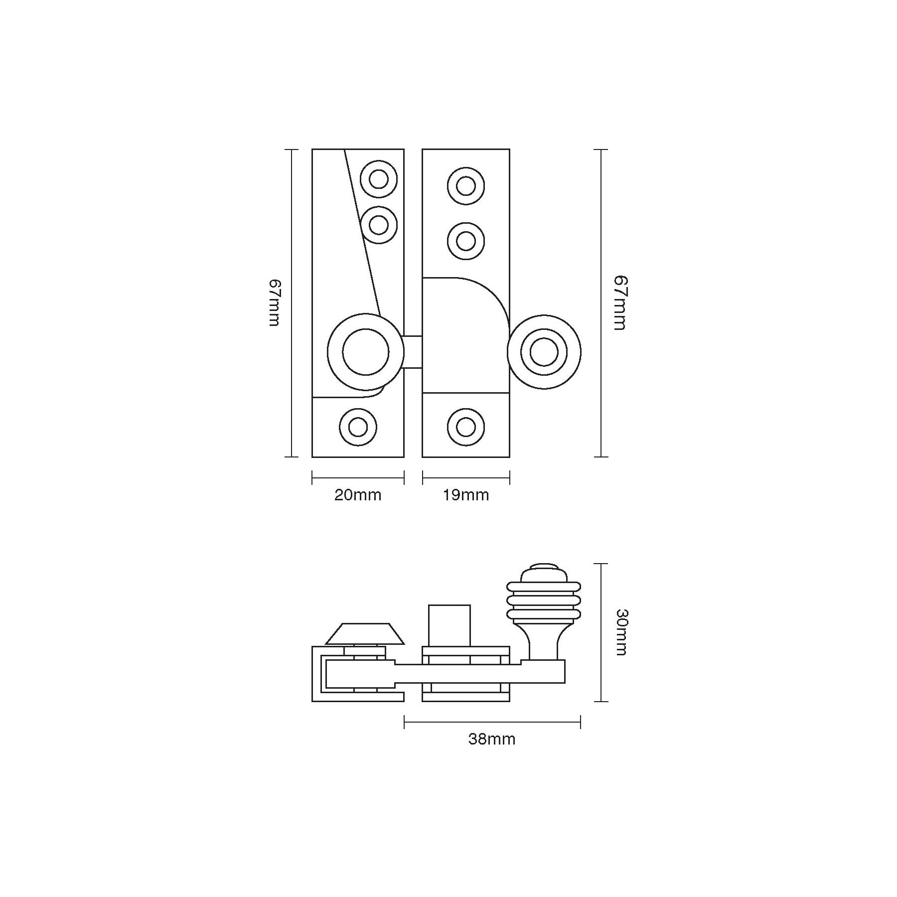 Croft Straight Arm Sash Fastener Reeded Knob– FulhamBrassOnline